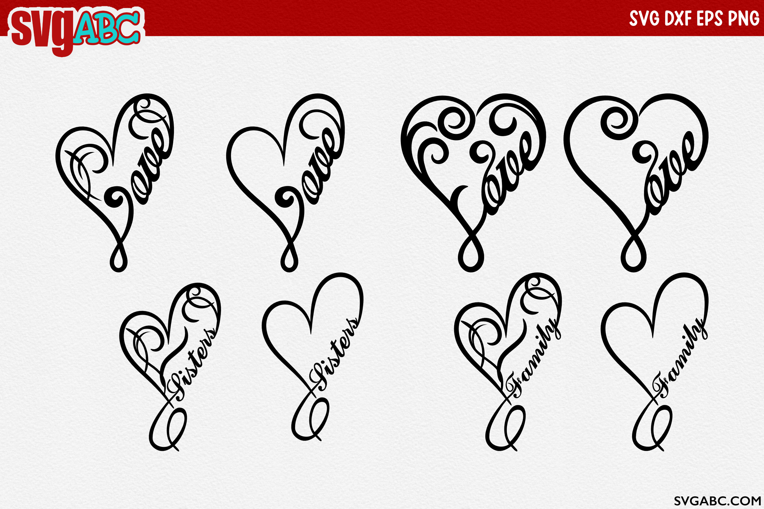 Valentine's Day SVG | Heart Words SVG, DXF, EPS, Cut File – SVGABC