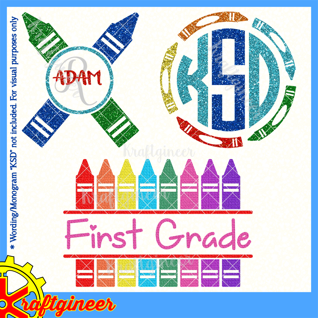 Education SVG | Crayon Monograms SVG, DXF, EPS, Cut File – SVGABC